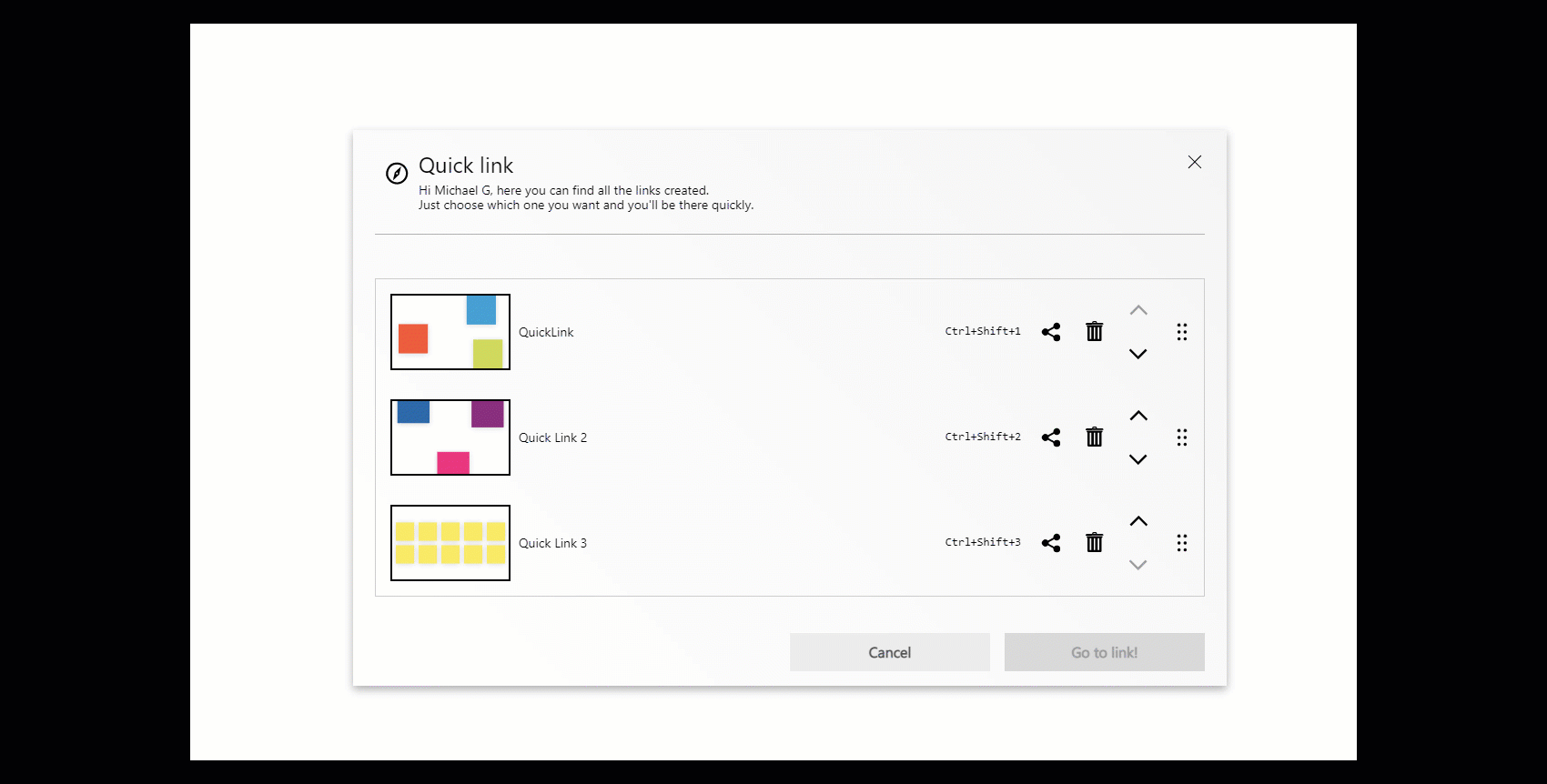 Re-Arrange Quick Links