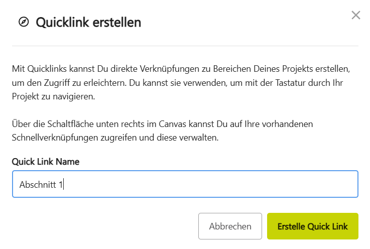 Quicklinks verwenden