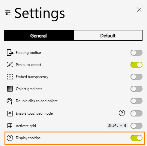 Tooltips and keyboard shortcuts